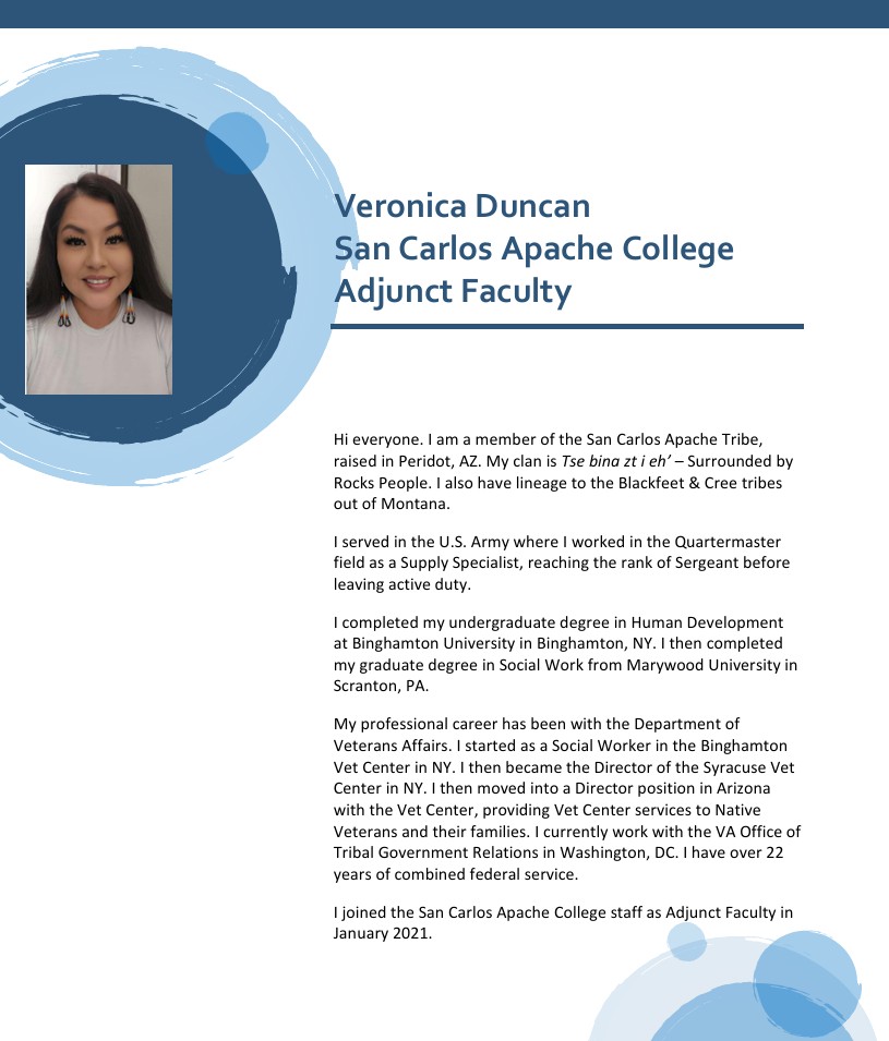 Veronica Duncan, Social Work Adjunct Faculty – San Carlos Apache College